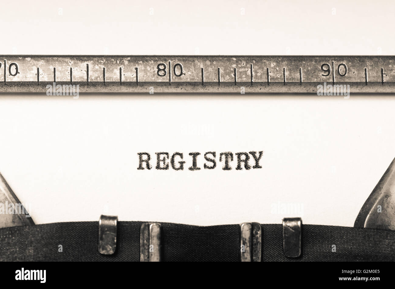 Word registry typed on an old typewriter Stock Photo - Alamy