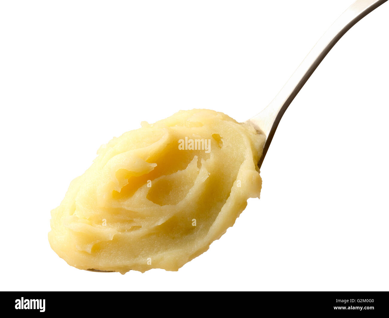 Spoon of plain mashed potato (potato puree). Clipping path, infinite ...