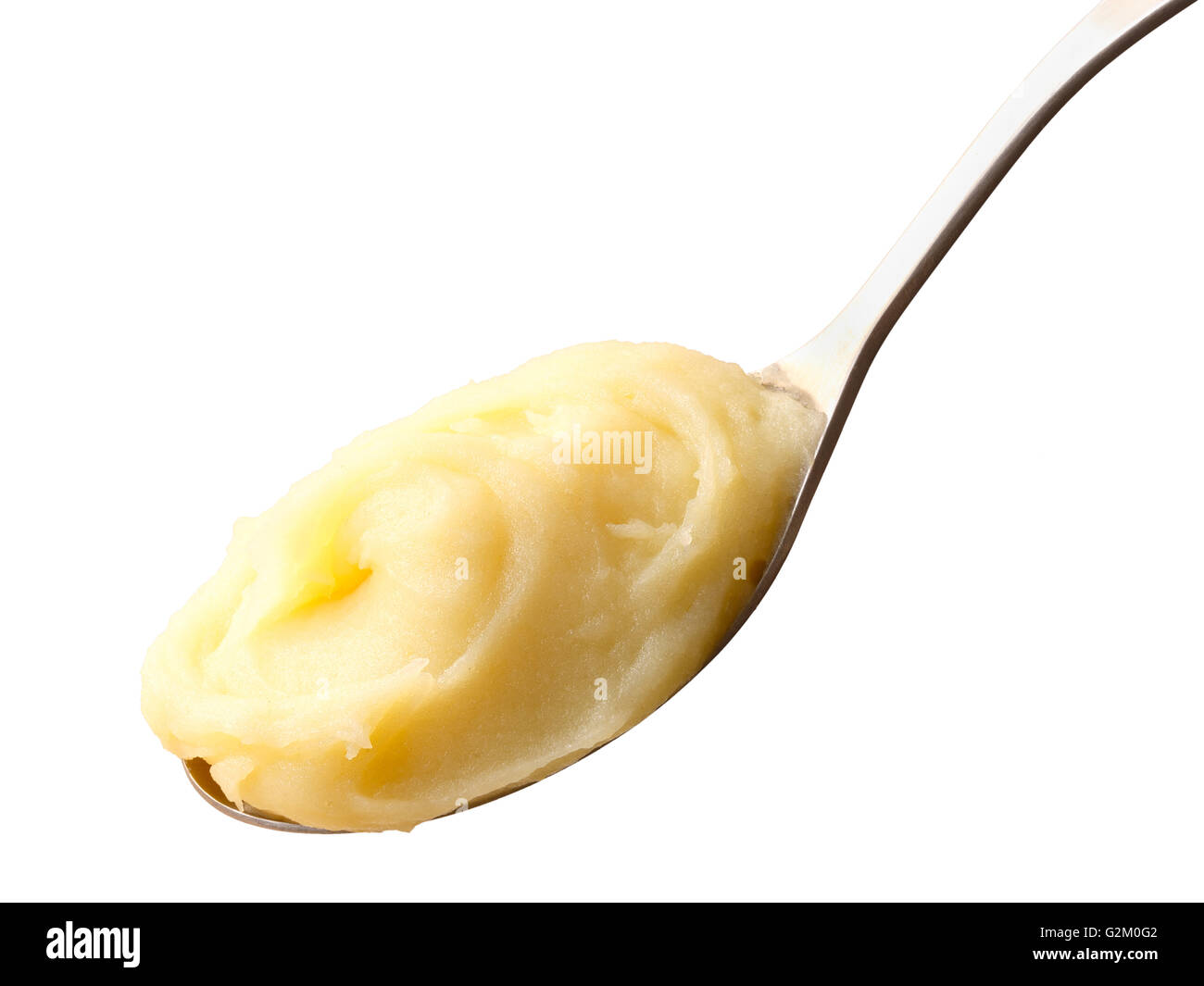 Spoon of plain mashed potato (potato puree). Clipping path, infinite ...
