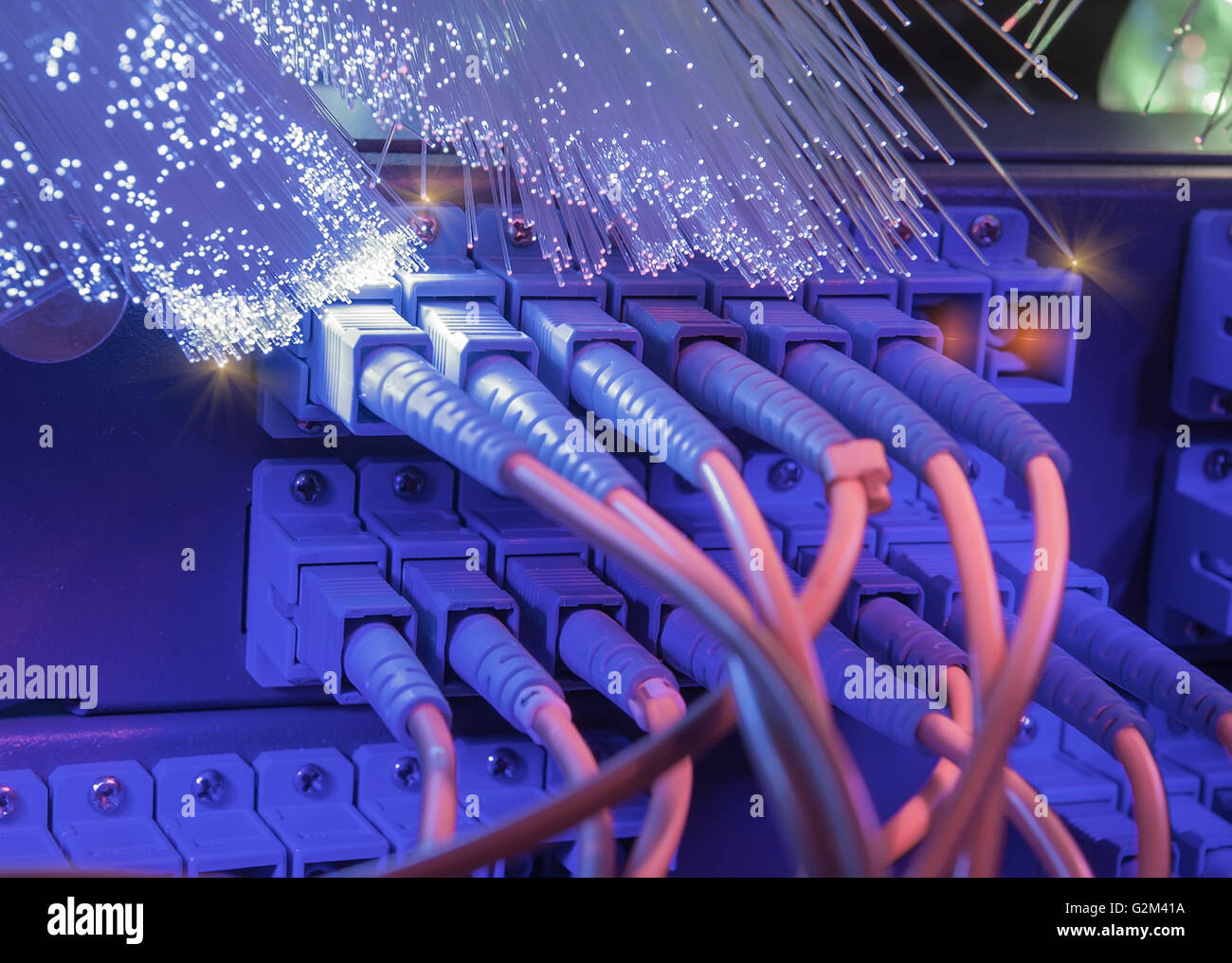 server with fiber optic cables in data center Stock Photo - Alamy
