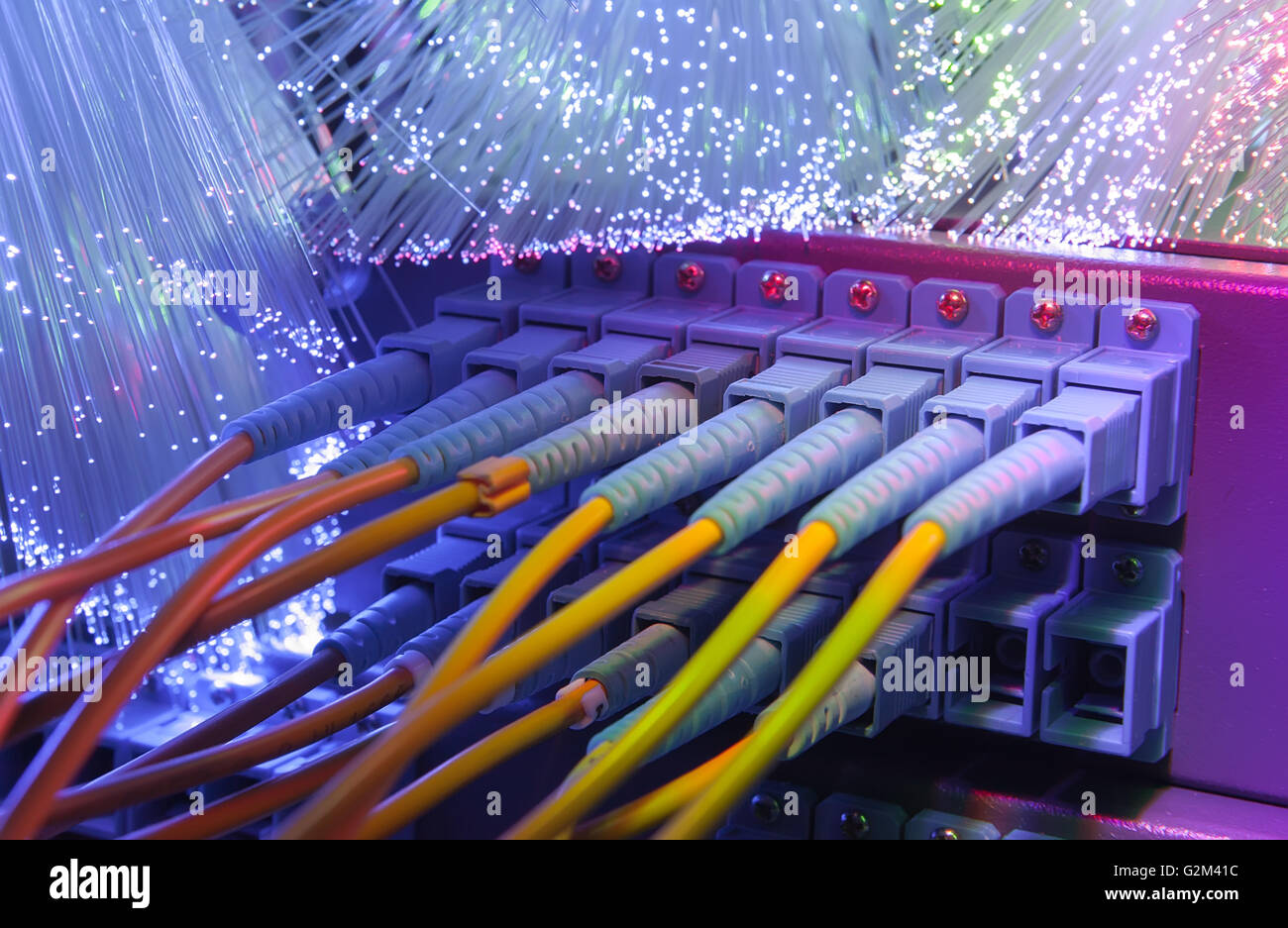 server with fiber optic cables in data center Stock Photo - Alamy
