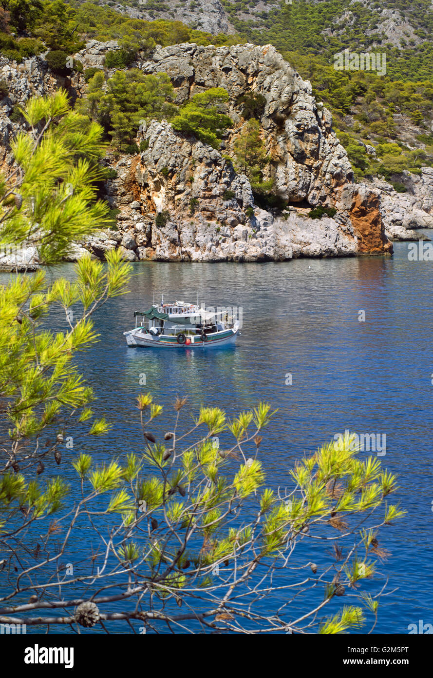 Close view to the remote rocky coast Marisa, on Agistri island found in ...