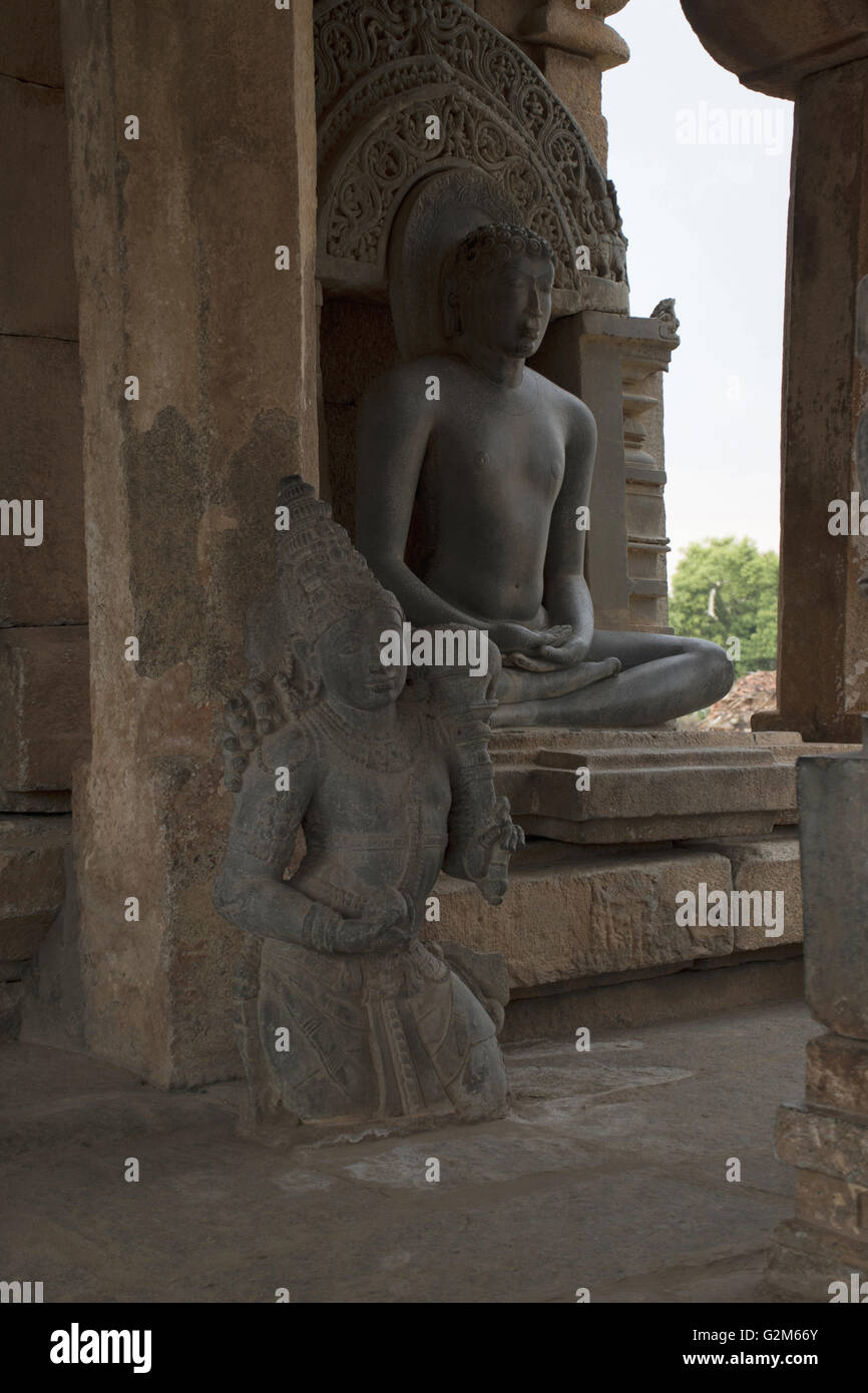 Statue of a Jain tirthankara, Panchakuta Basadi (or Panchakoota Basadi ...
