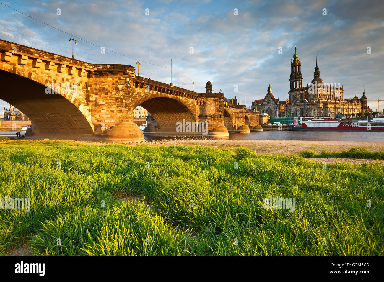 View of the old town of Dresden over river Elbe, Germany Stock Photo ...