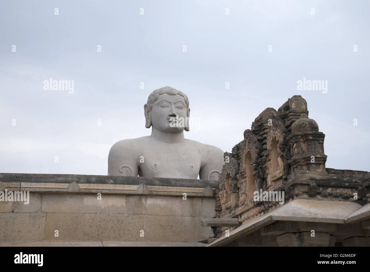 A gigiantic monolithic statue of Bahubali, also known as Gomateshwara ...