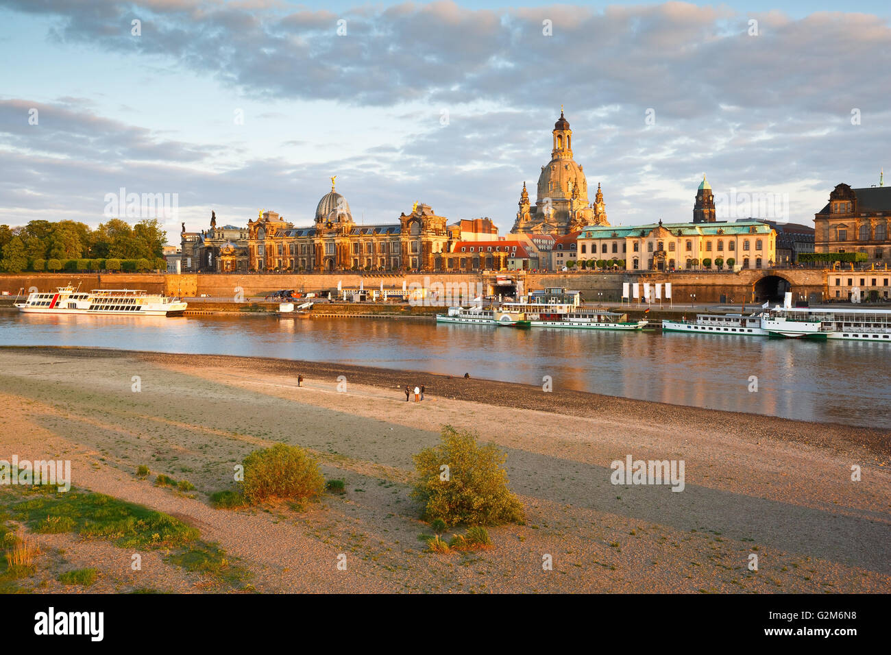View of the old town of Dresden over river Elbe, Germany Stock Photo ...