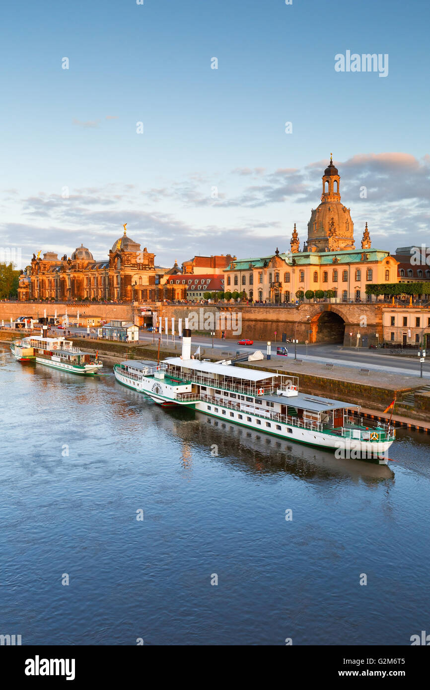 View of the old town of Dresden over river Elbe, Germany Stock Photo ...