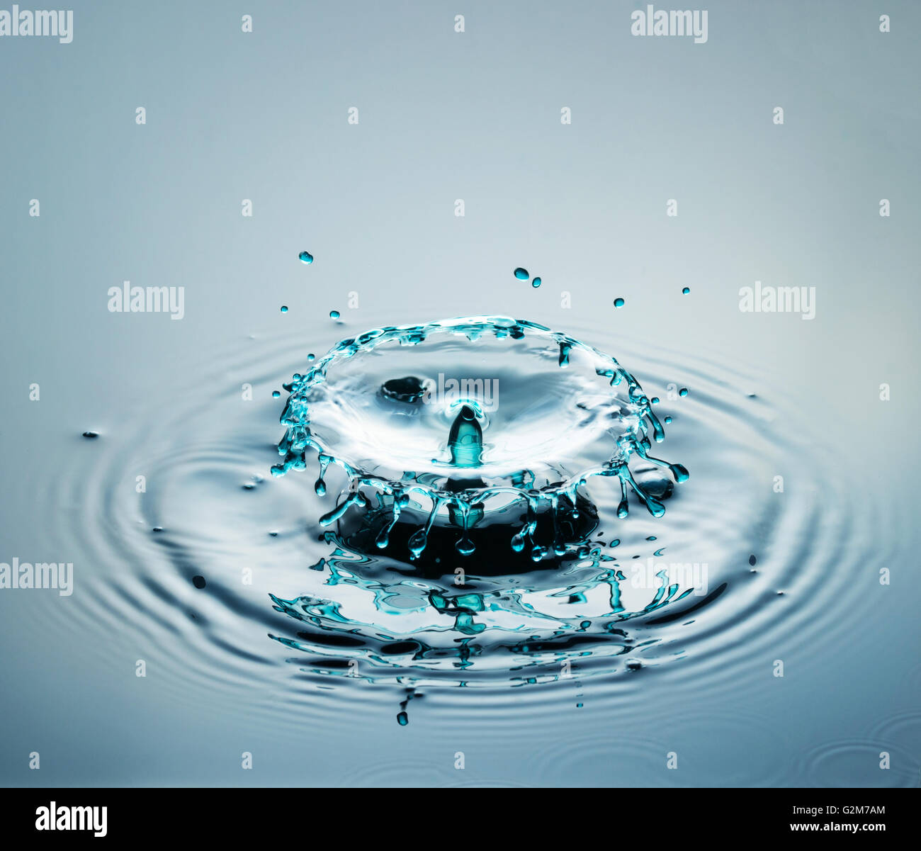 Water drop photography, one or two drops of water dropped from height ...