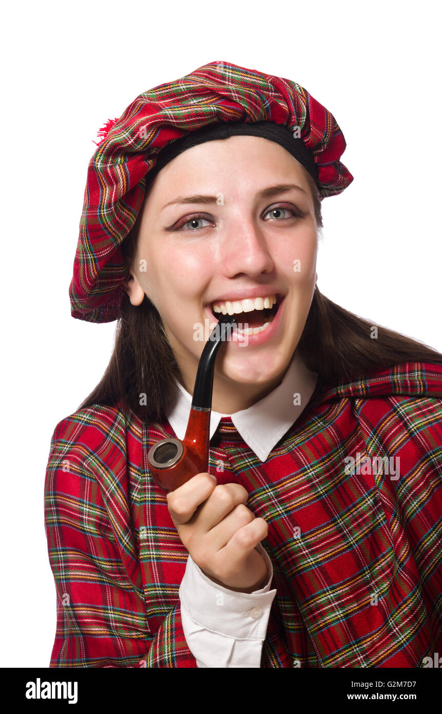 Scottish woman isolated on the white background Stock Photo - Alamy
