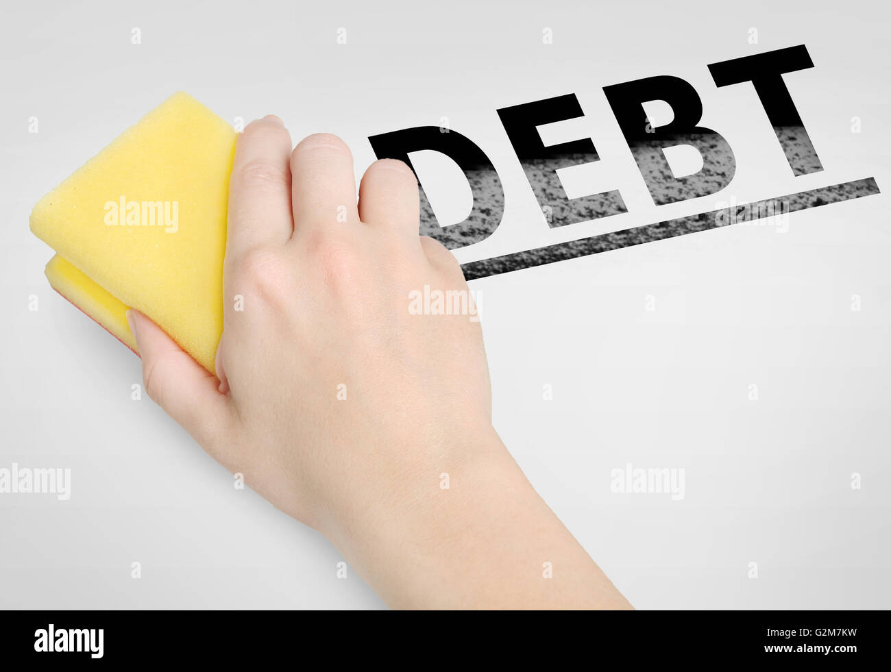 Cleaning debt word on background Stock Photo - Alamy