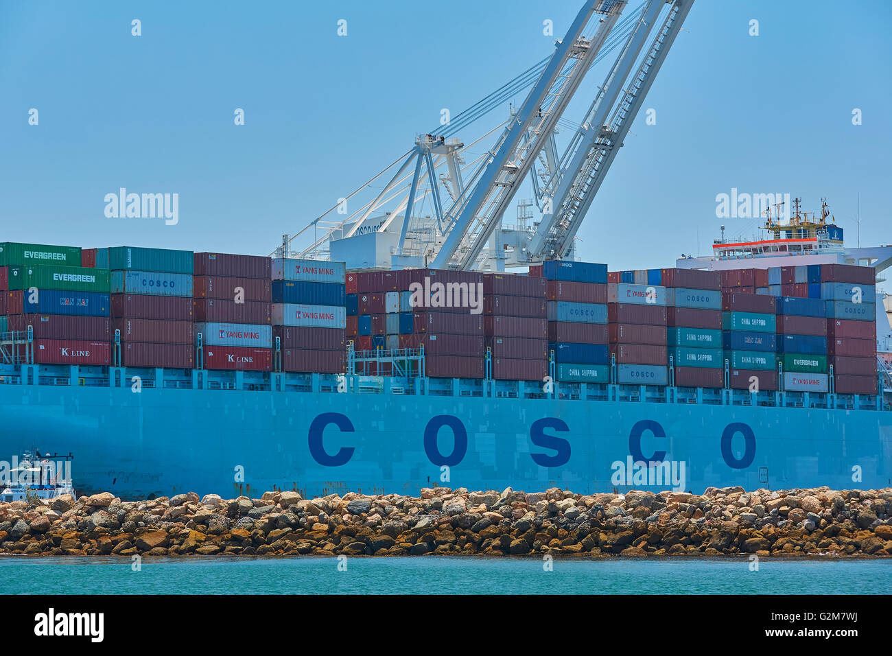 The COSCO Ningbo At Pier J In The Long Beach Container Terminal ...