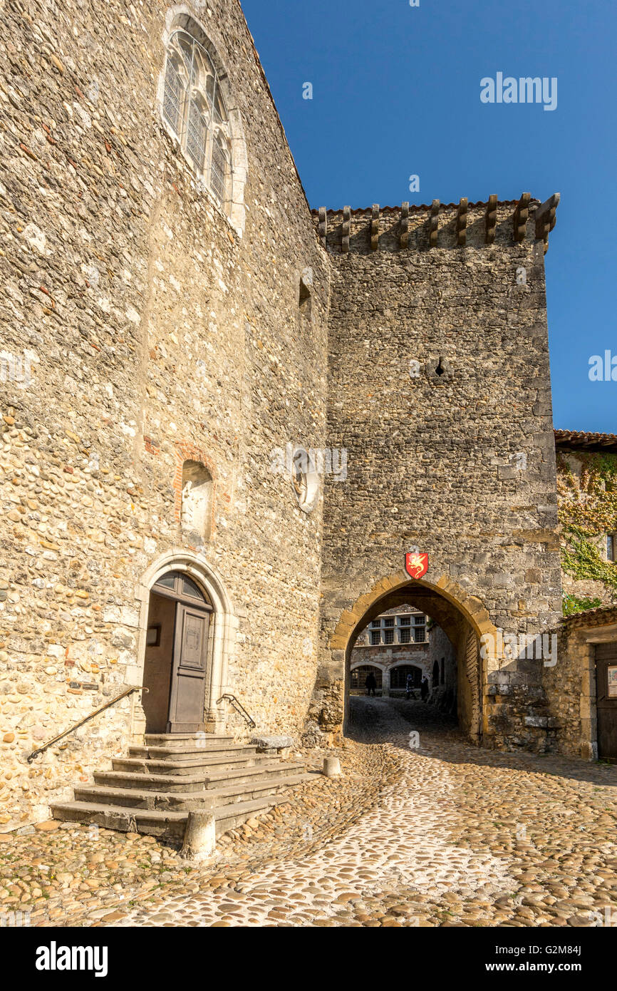 Old city of Perouges, Ain department near Lyon, Auvergne Rhones Alpes ...