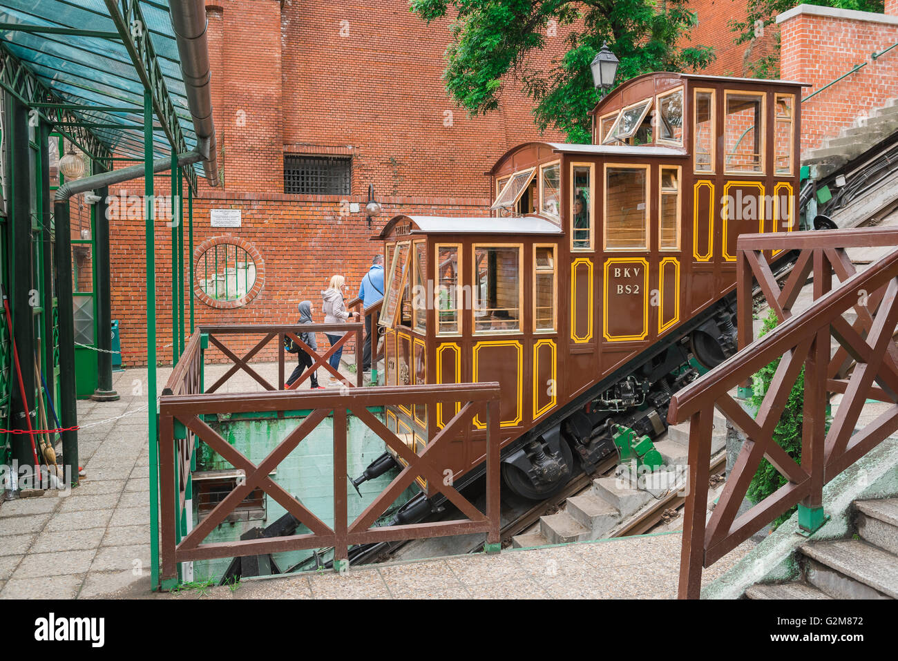 Budapest Siklo, view of Passengers approaching a carriage of the Siklo ...