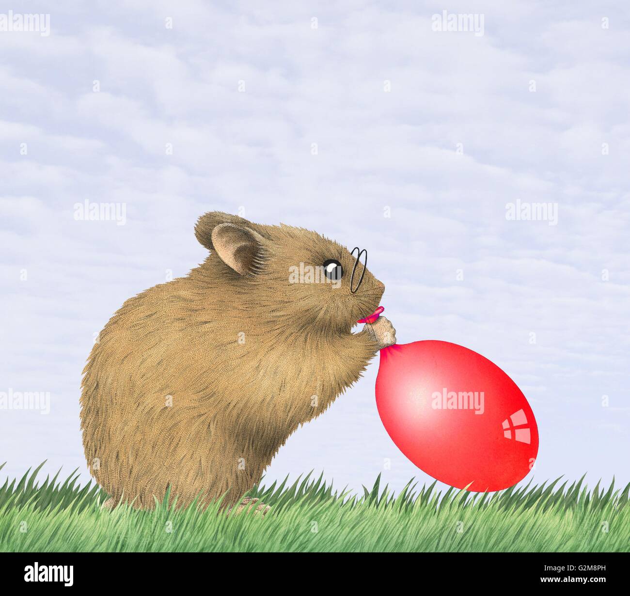 Hamster with big red balloon Stock Photo - Alamy