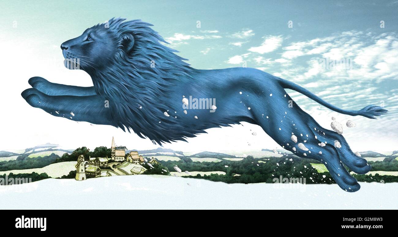Jumping male lion hi-res stock photography and images - Alamy