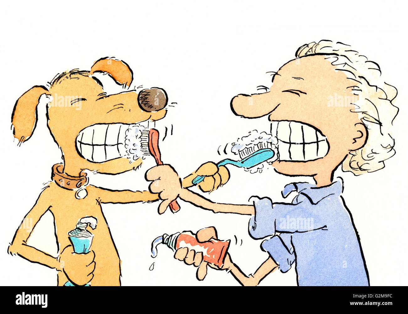 Dog Brushing Teeth Clipart