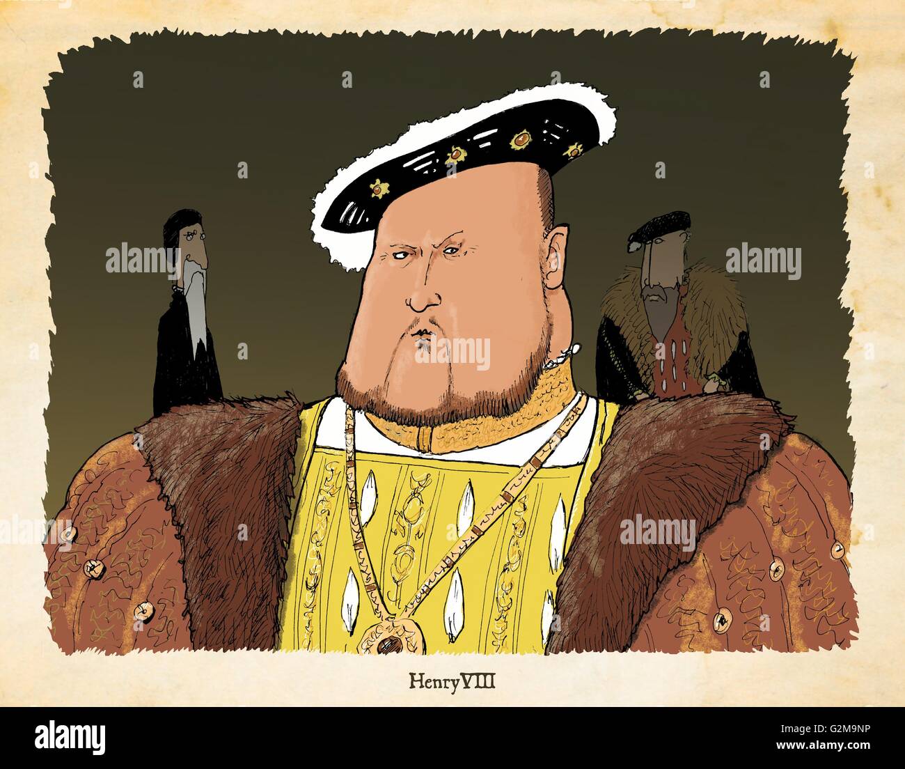 Portrait of king Henry VIII, staff people in background Stock Photo - Alamy