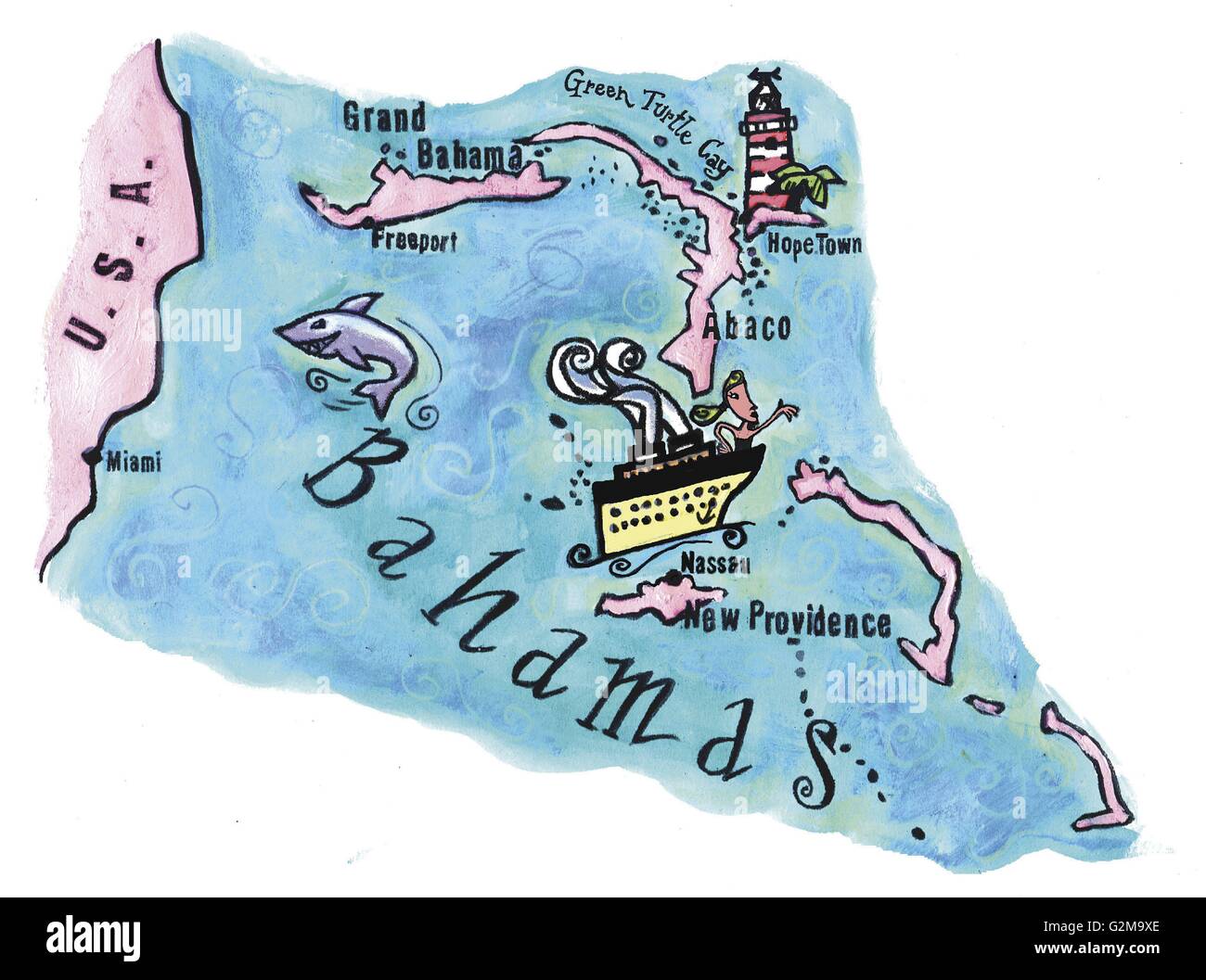 Nautical map with lighthouses hi-res stock photography and images - Alamy