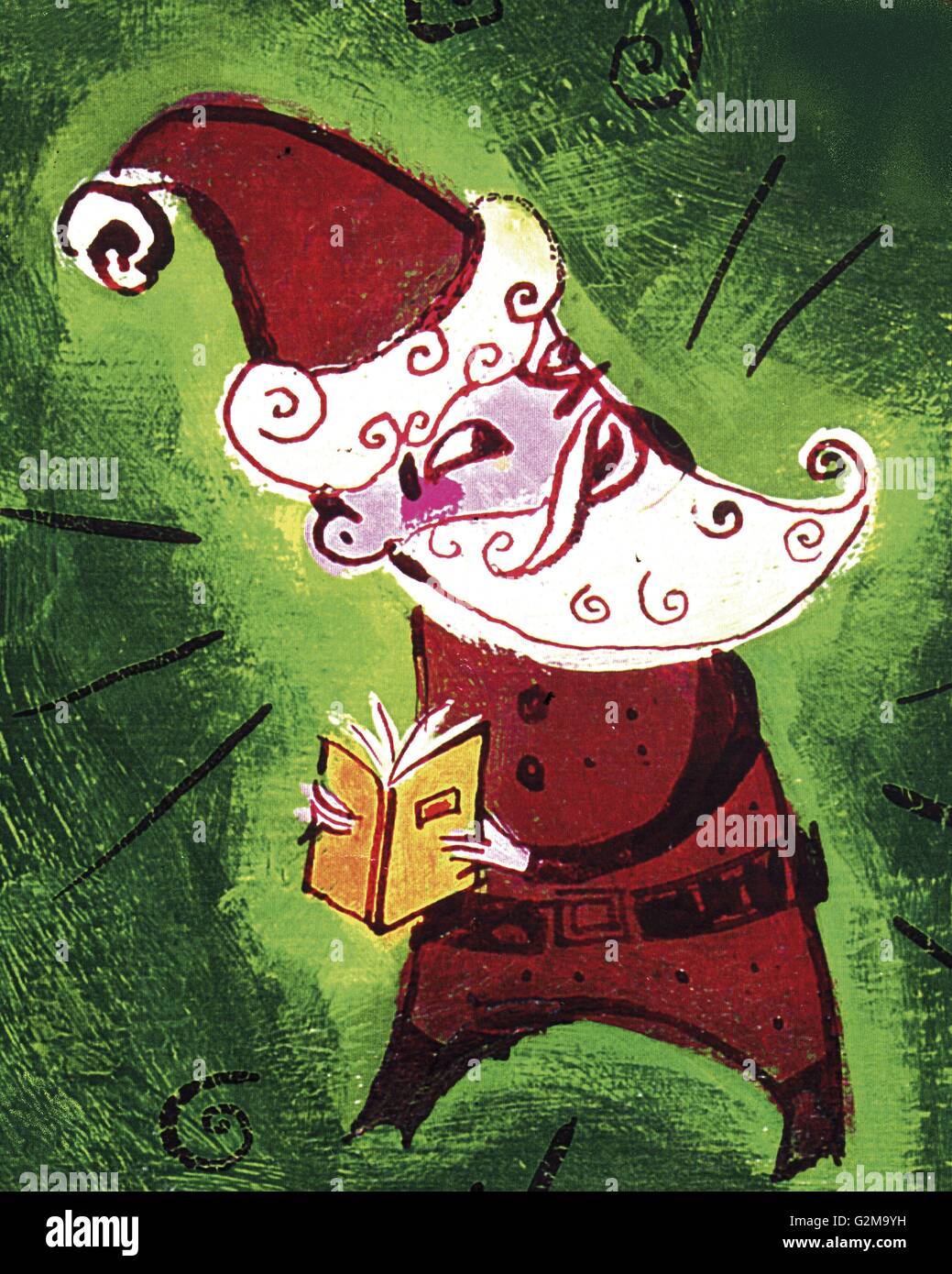 Santa Claus reading book Stock Photo - Alamy