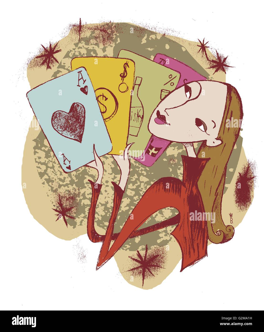 Woman playing cards Stock Photo - Alamy