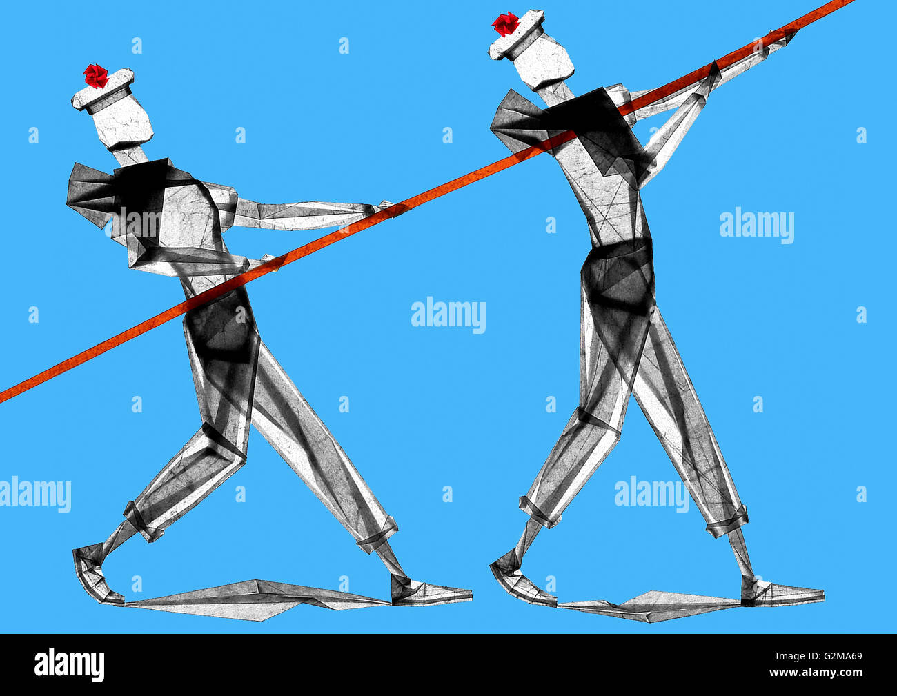 Two men carrying stick Stock Photo - Alamy