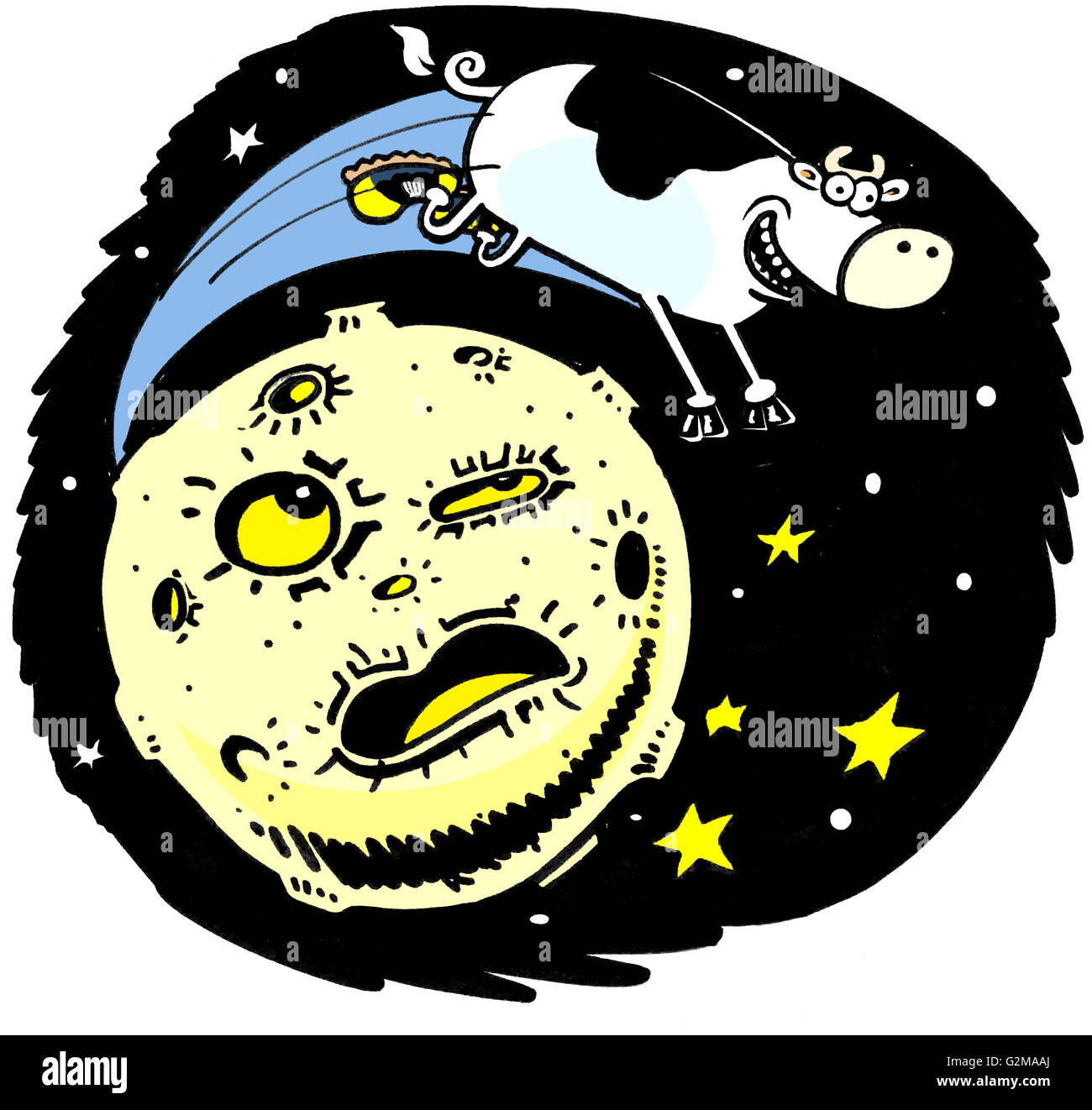Cow Jumping Over The Moon Clipart Drawing