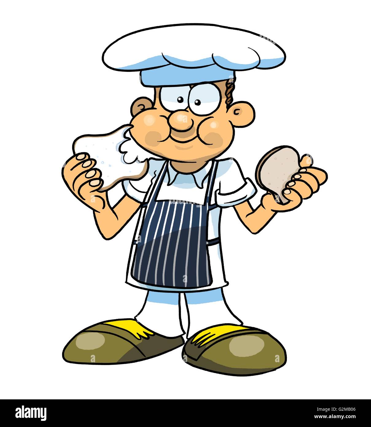 Chef eating bread Stock Photo - Alamy