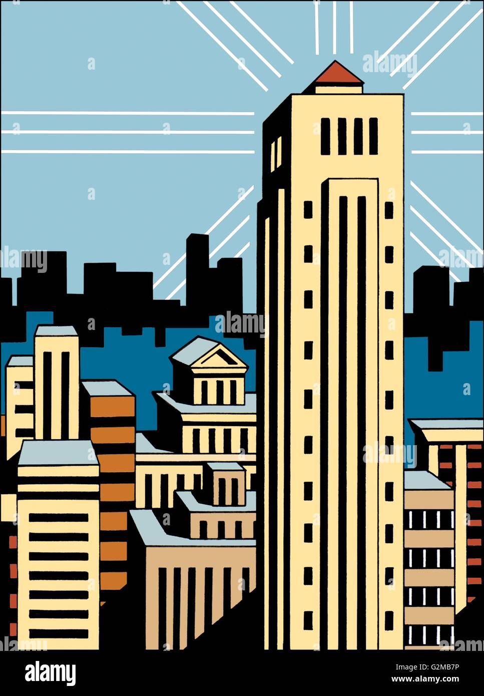 Yellow skyscraper and cityscape Stock Photo - Alamy