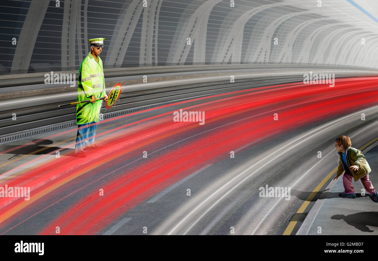 Children Run Across The Road High Resolution Stock Photography and ...