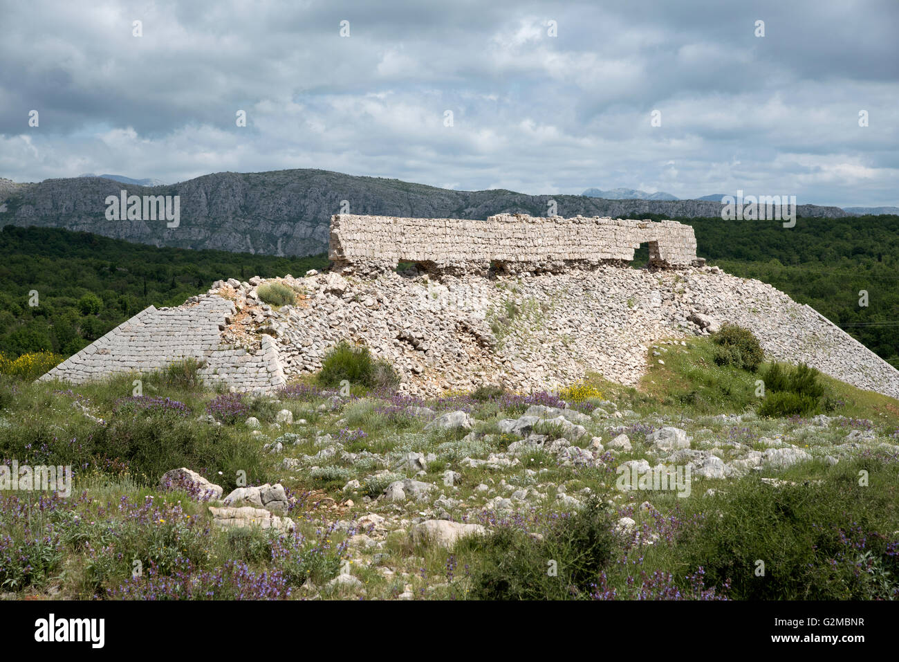 MOUNT Srd DUBROVNIK CROATIA The remains of a military firing range on ...