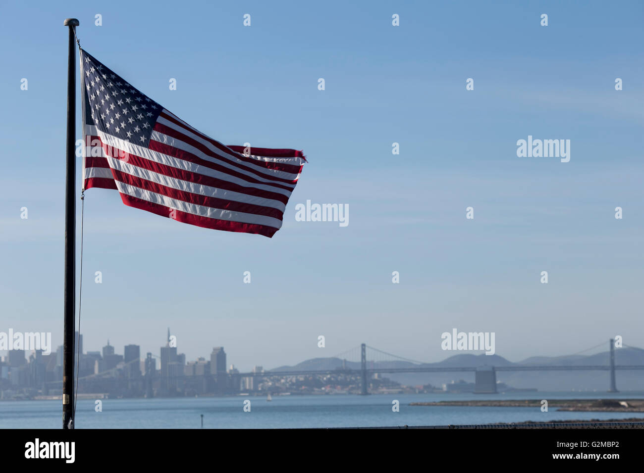 Our National flag, the United States of America Flag, flying sky high ...