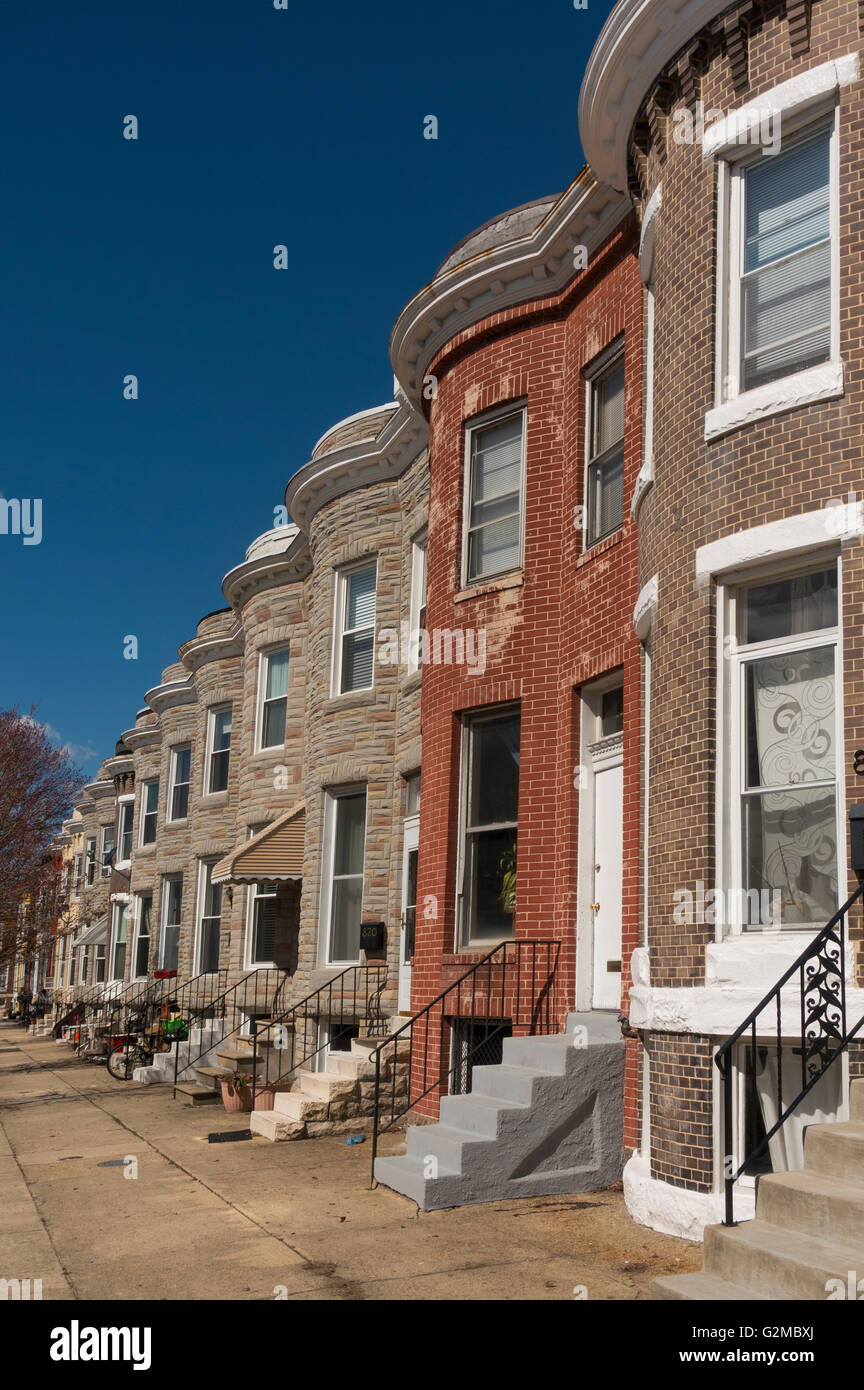 row houses historic district Baltimore Maryland Stock Photo - Alamy
