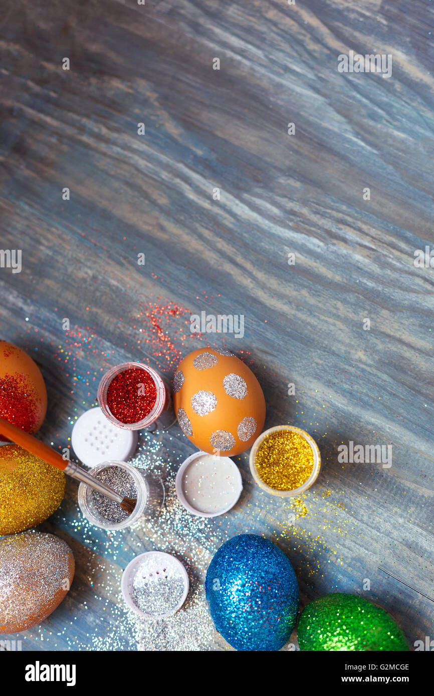 DIY project and new creative idea how to color Easter eggs Stock Photo ...