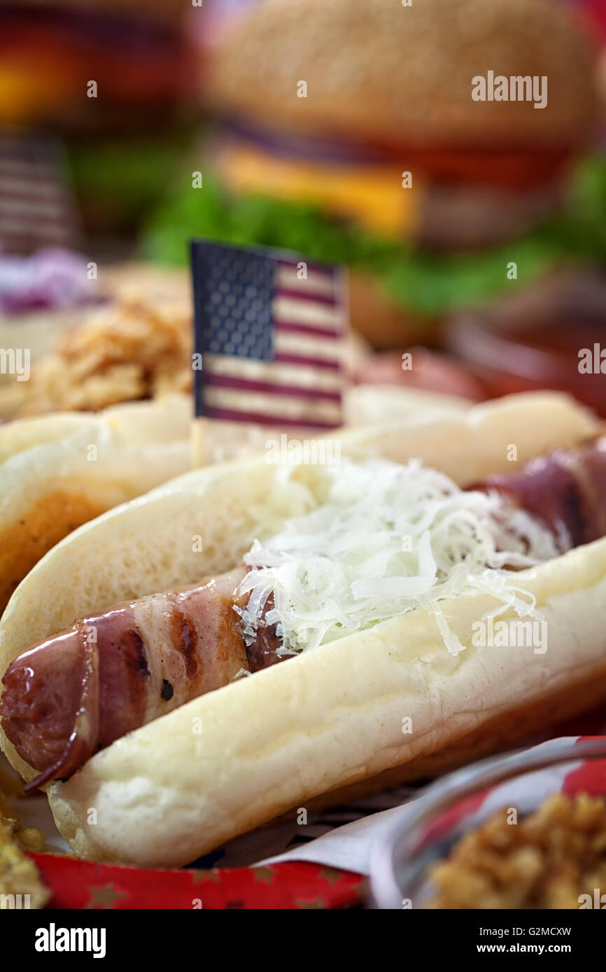 American 4th of July Hot Dogs with copy space Stock Photo - Alamy
