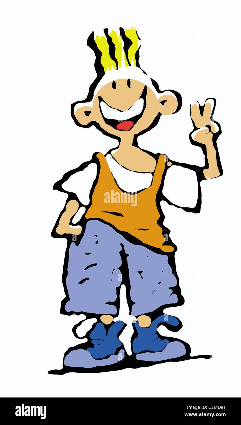 Boy showing victory sign Stock Photo - Alamy