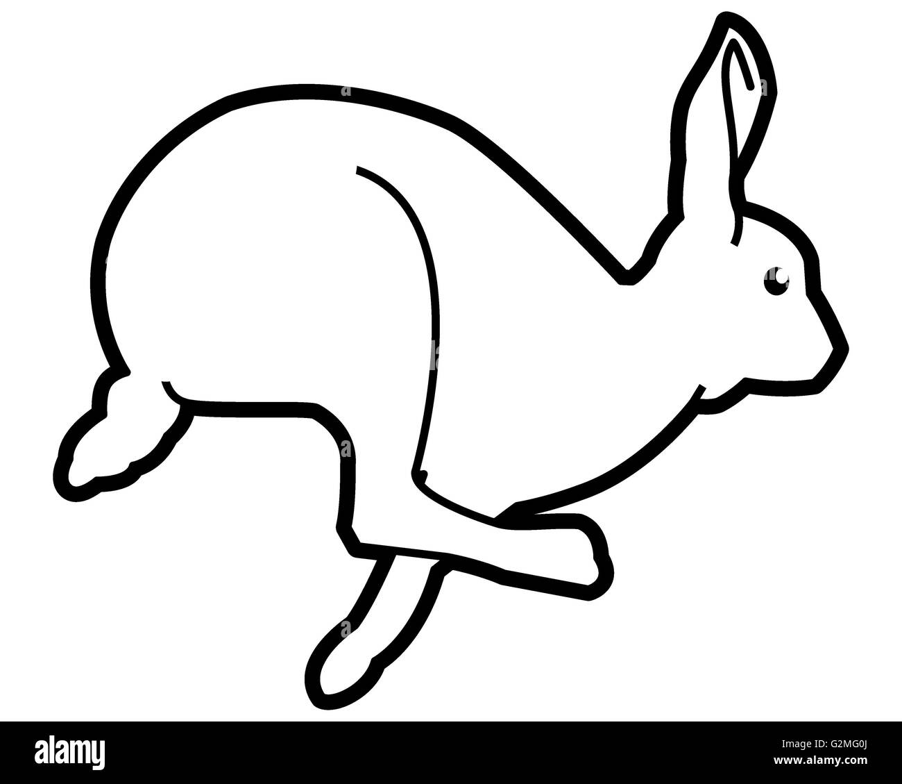 Running Rabbit Drawing Outline