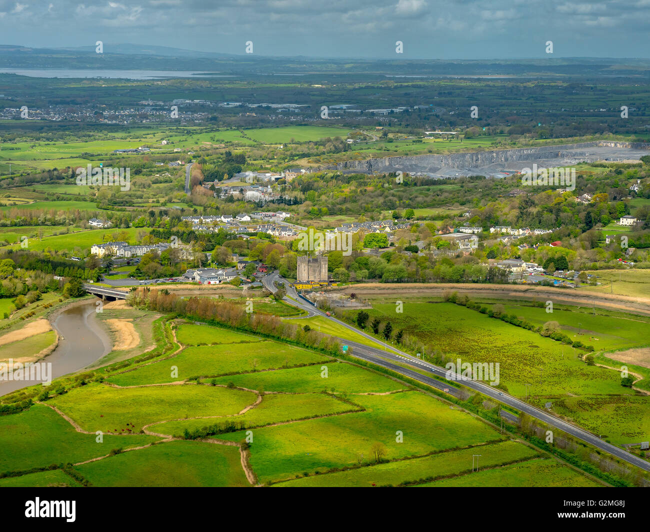 Aerial view, Bunratty Castle, Bunratty Castle, beside Irish Pub Dirty ...