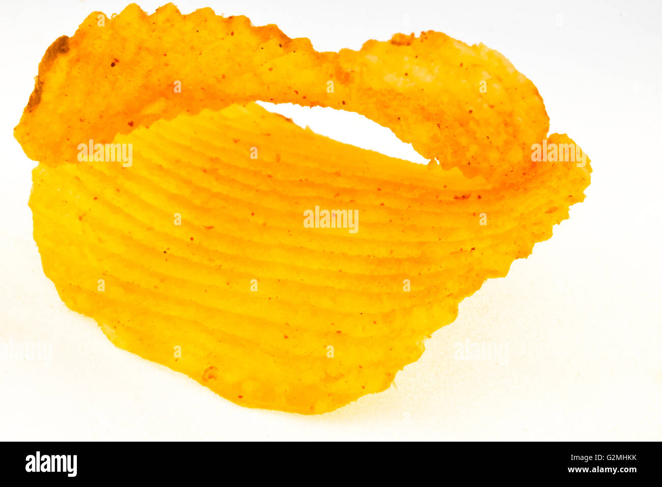 two spicy chips on each other white background Stock Photo - Alamy