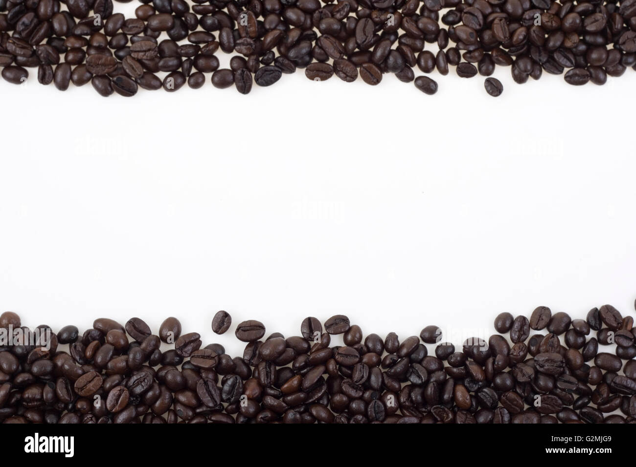 coffee beans with horizontal space in the midlle solated on white Stock ...
