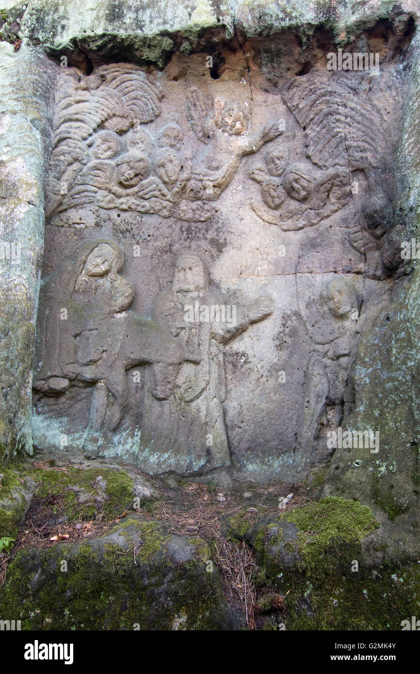 Rock relief - biblical scene - Flight into Egypt Stock Photo - Alamy