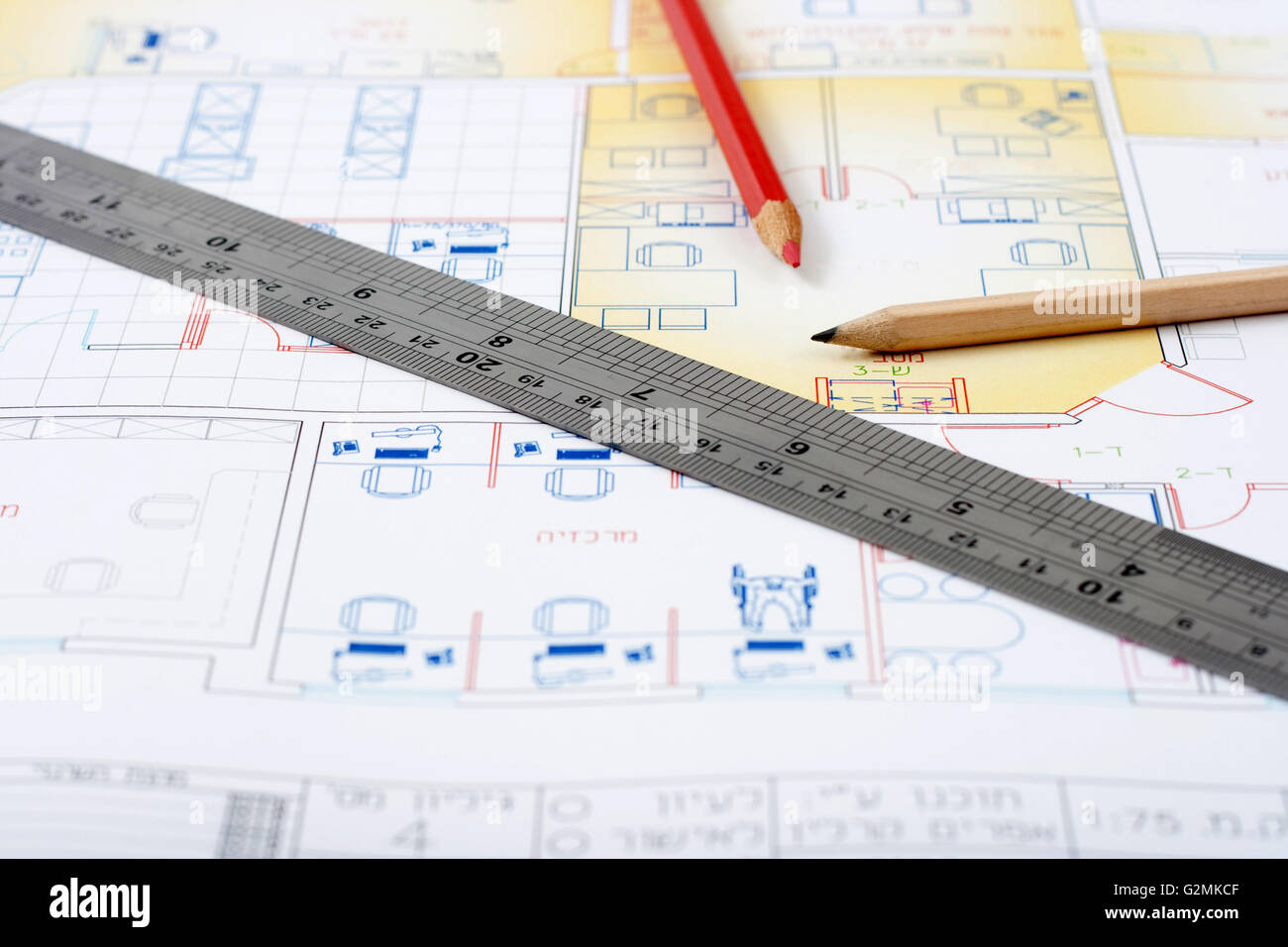 drawing a house plan with pencil and ruler Stock Photo - Alamy