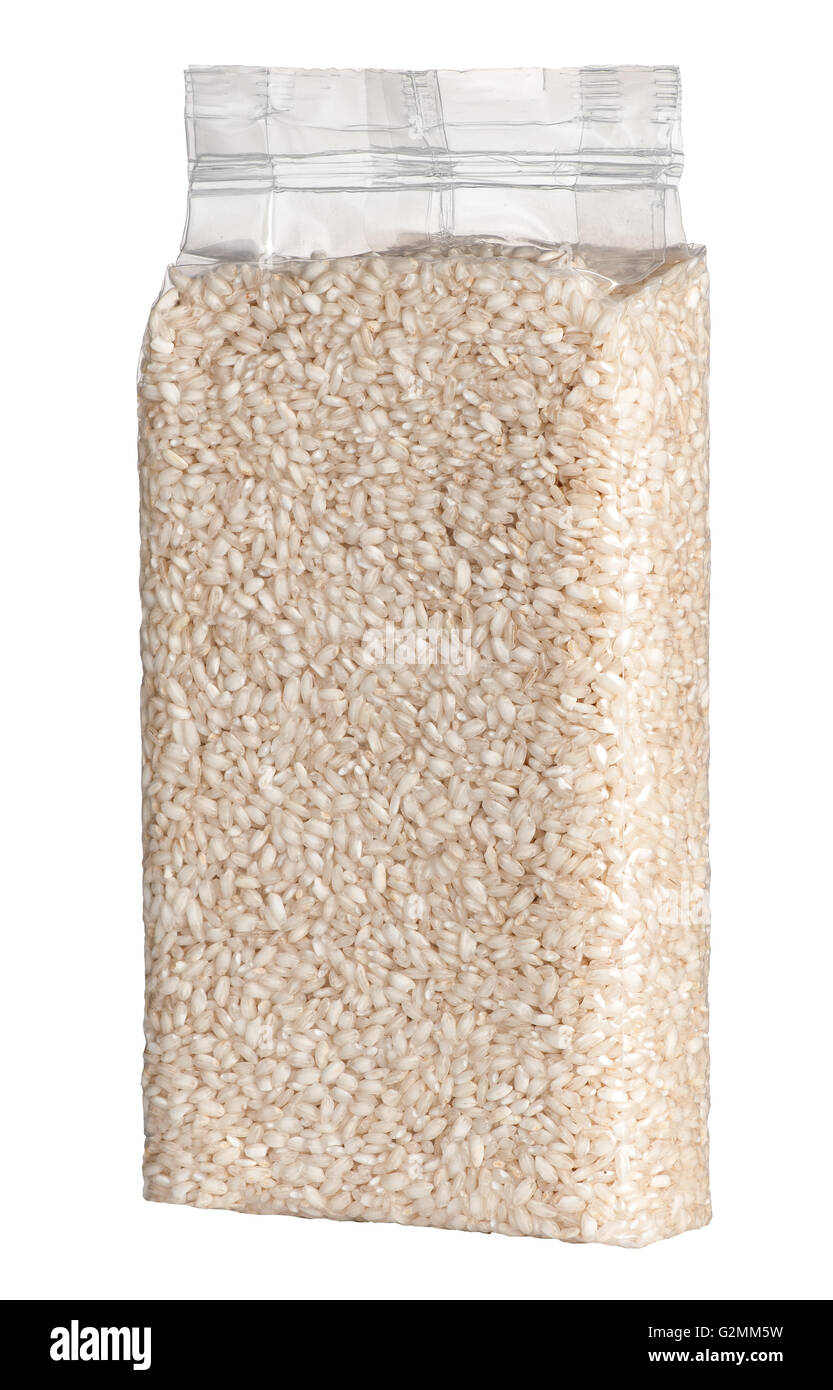 Vacuum packed plastic pack of long grain par-boiled husked white rice ...