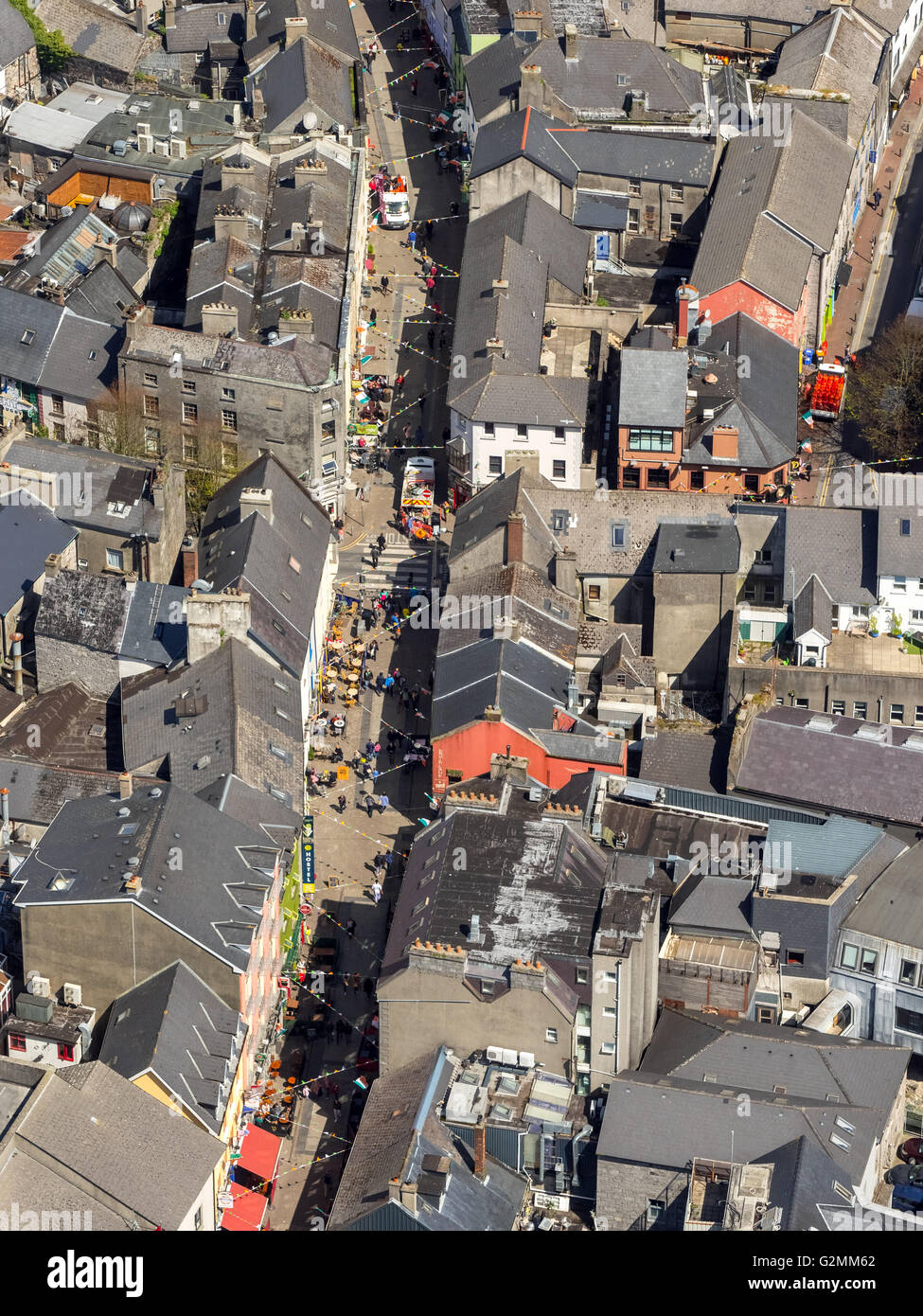 Aerial view, shopping street, pedestrian area, Shop Street, Galway ...