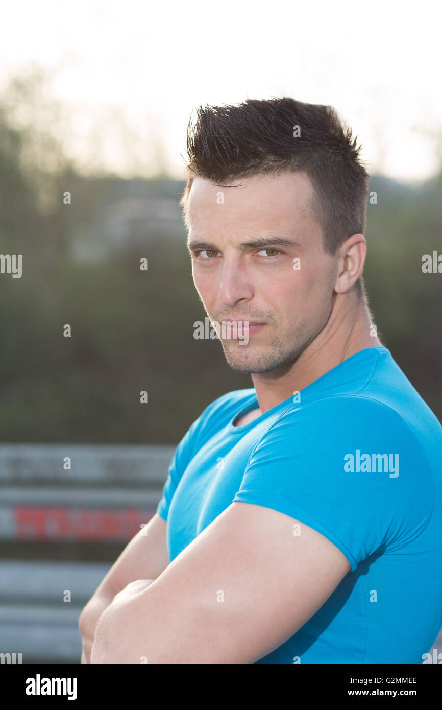 Runner - running athlete man. Male sprinting during outdoors training ...