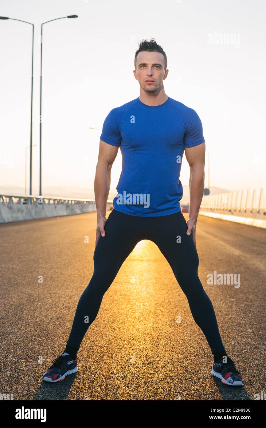 Running man. Male runner at sprinting speed training for marathon ...