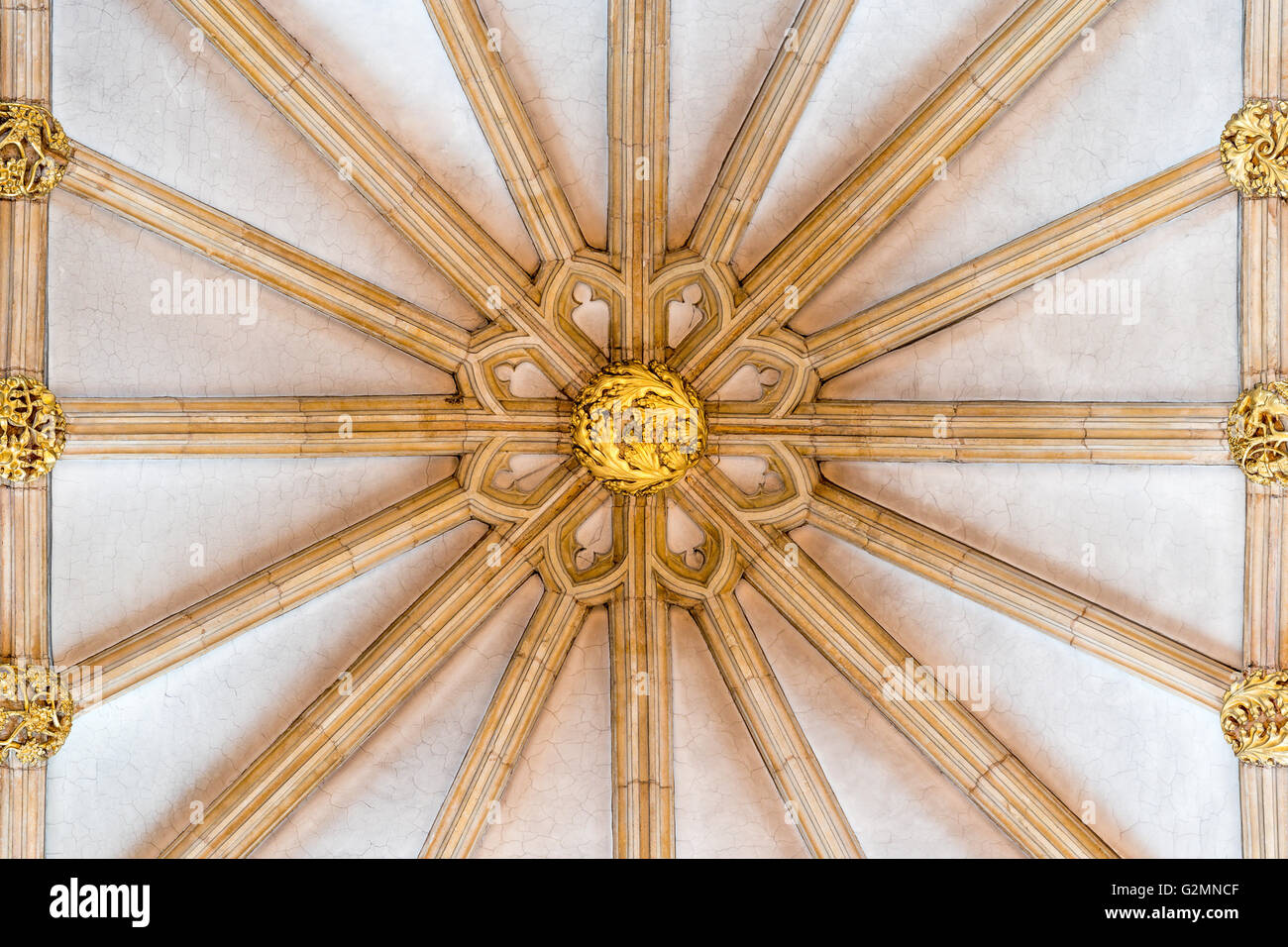 Ceiling of the central tower at Lincoln cathedral, England Stock Photo ...