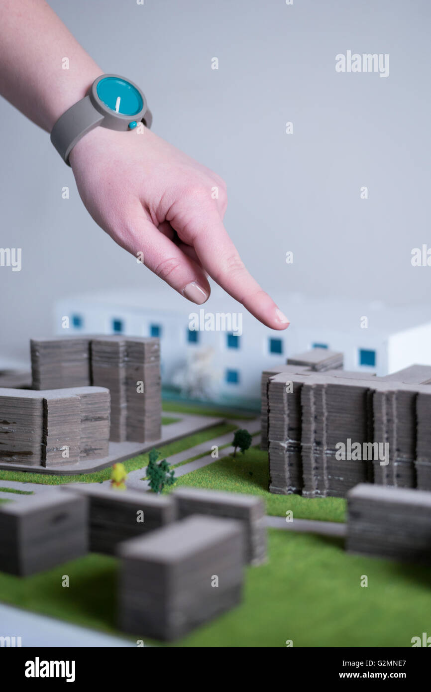 Model house, construction plan for house building, keys and clipboard ...