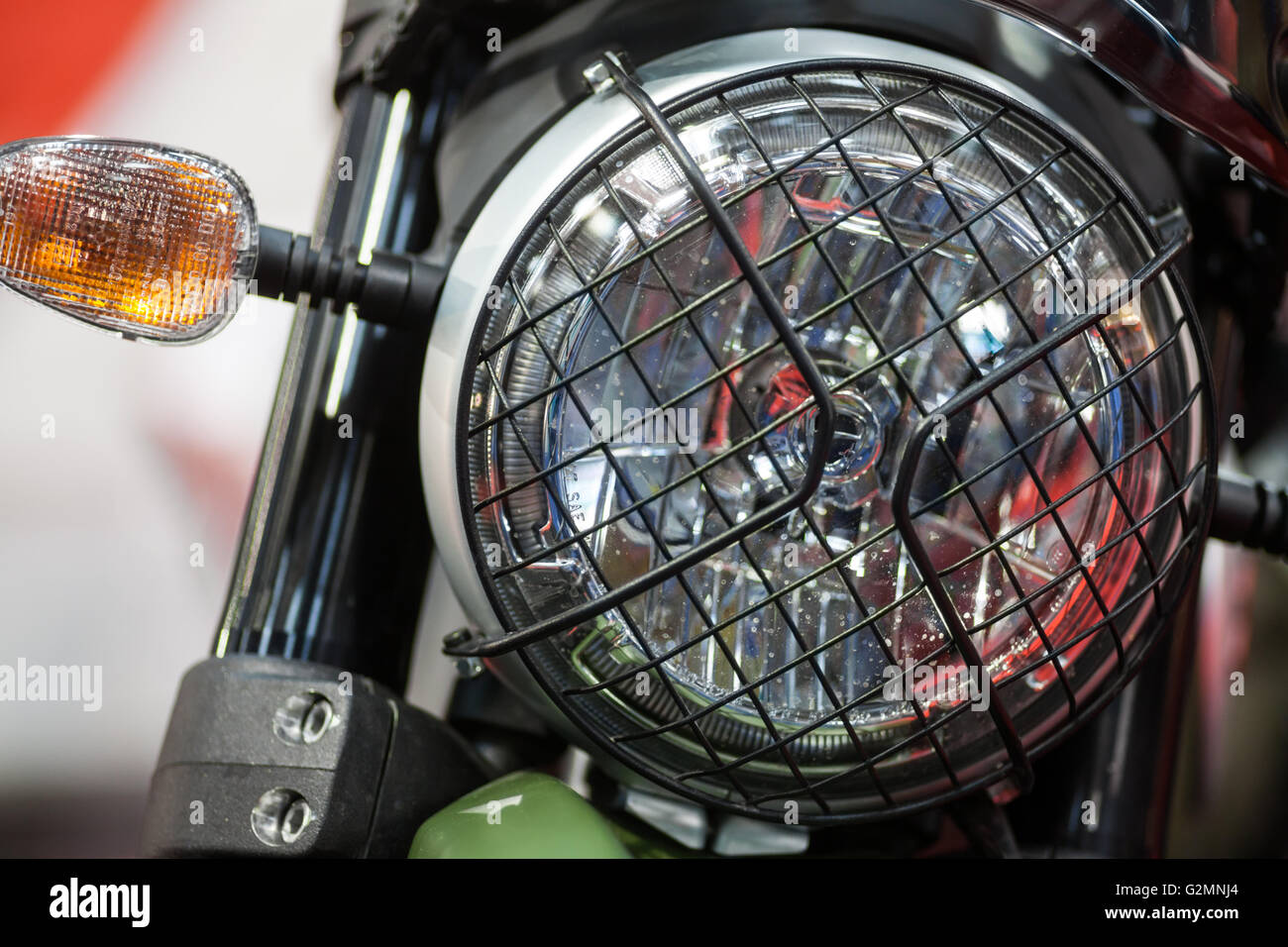 Color image of a classic motorcycle headlight Stock Photo - Alamy