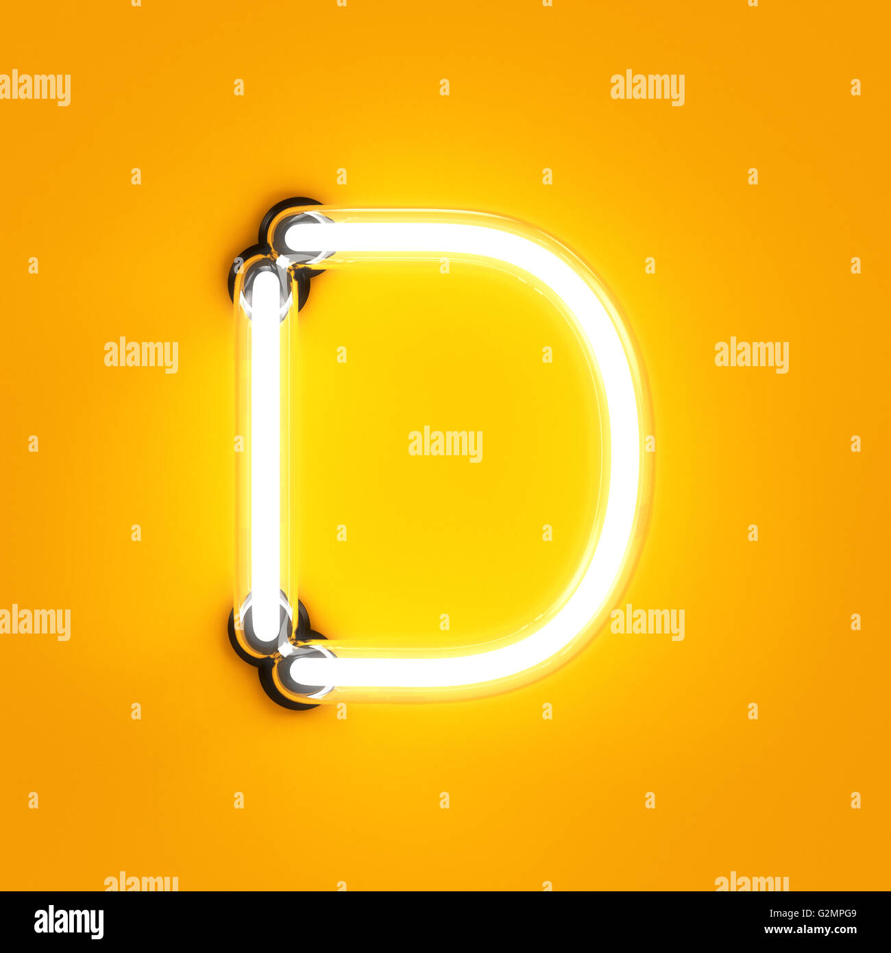 Neon light alphabet character D font. Neon tube letters glow effect on ...