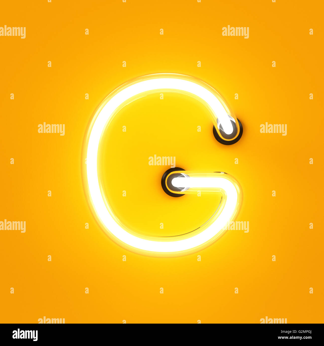 Neon light alphabet character G font. Neon tube letters glow effect on ...